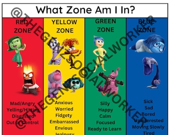 Inside Out Zones of Regulation Bundle- Printable| Classroom Decor for ...