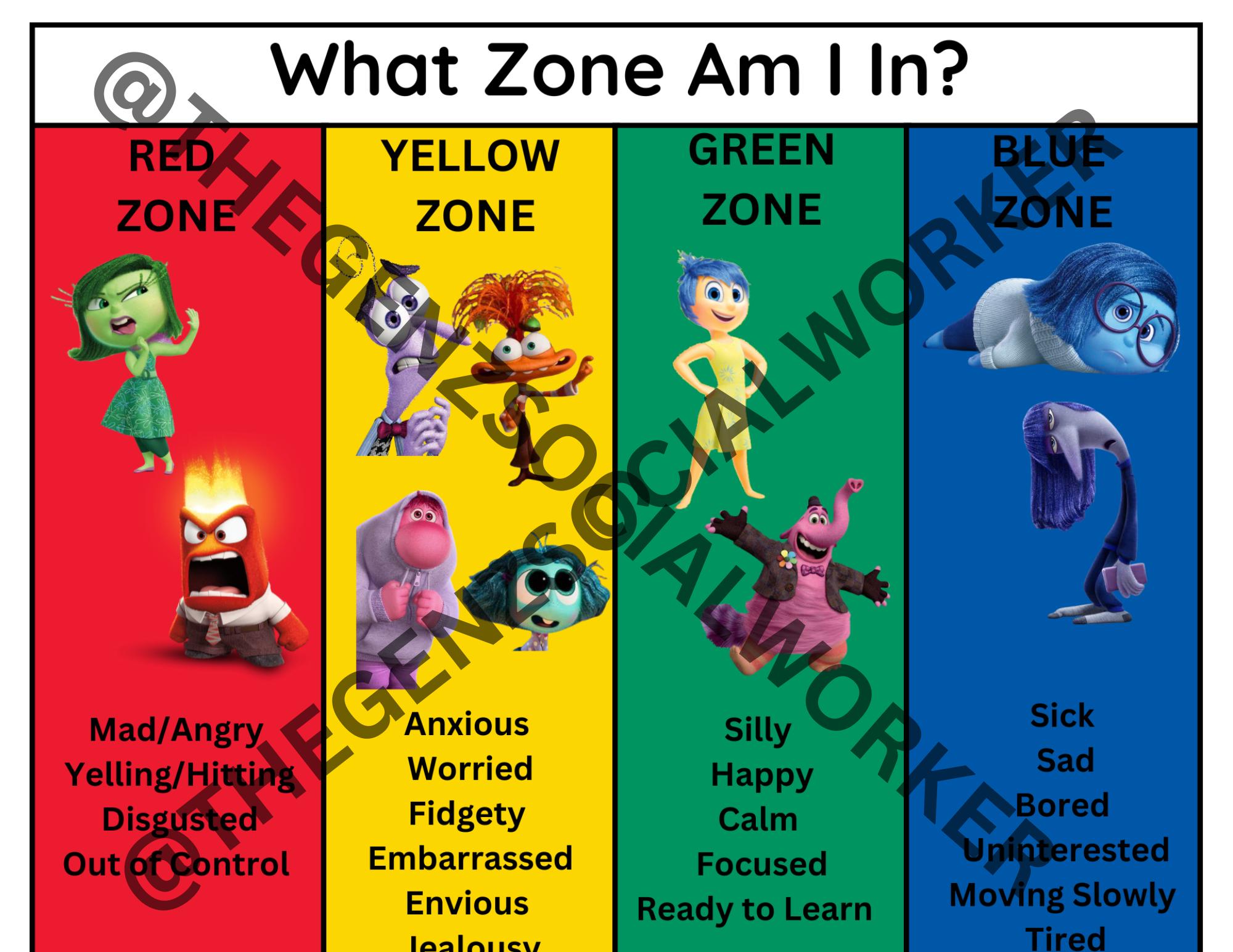 Inside Out Zones of Regulation Bundle- Printable| Classroom Decor for ...