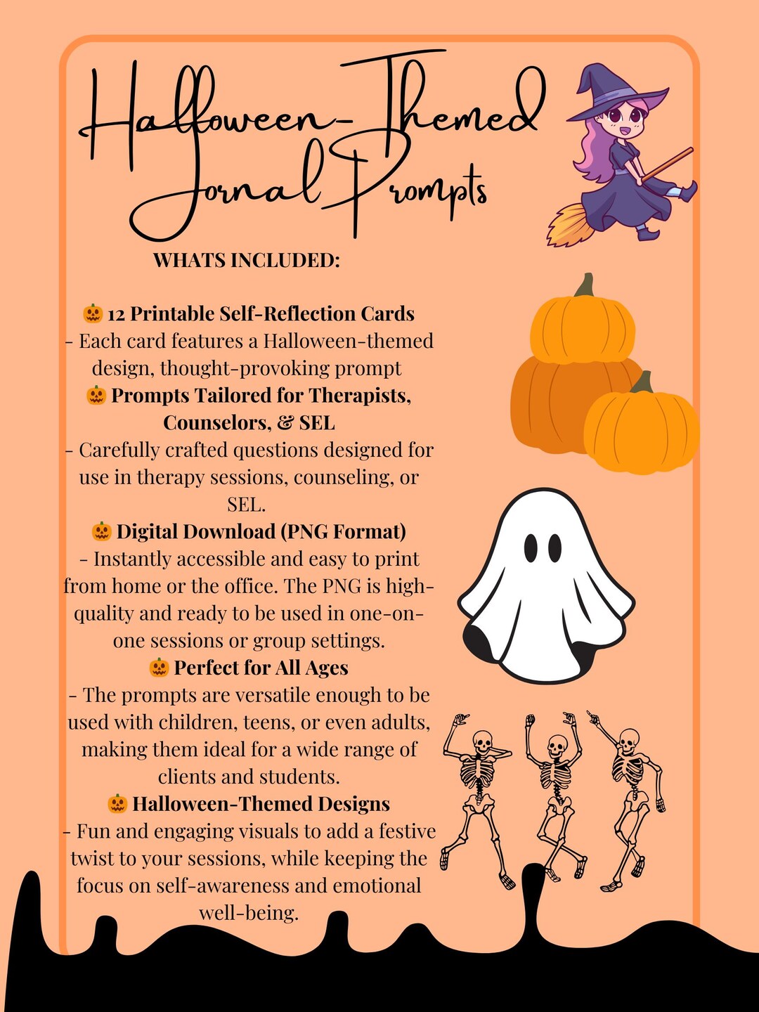 Halloween Self-reflection Cards for Therapists, Counselors, & SEL ...