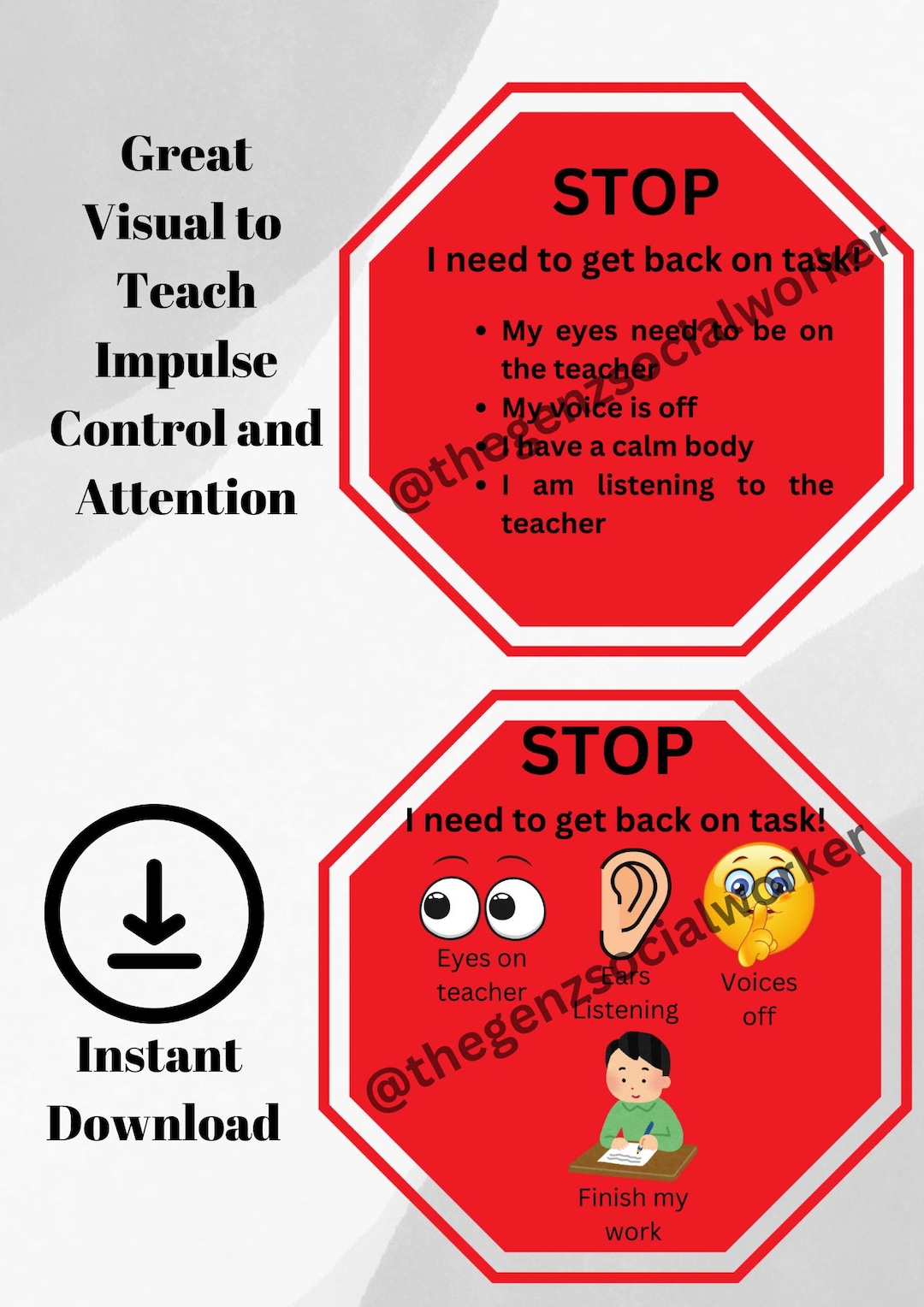 Visual Aid: Stay on Task Printable Therapeutic Tool | Social Workers ...