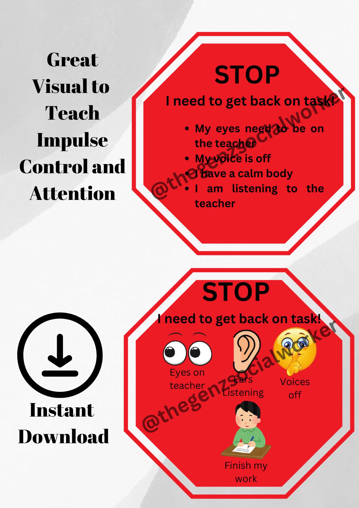 Visual Aid: Stay on Task Printable Therapeutic Tool | Social Workers ...