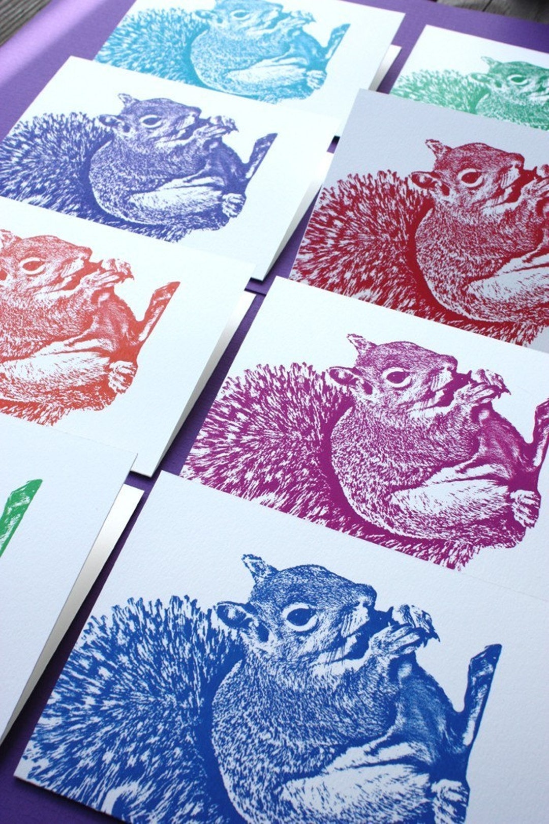 Squirrel Note Cards, Set of 8, Bright Colors - Etsy