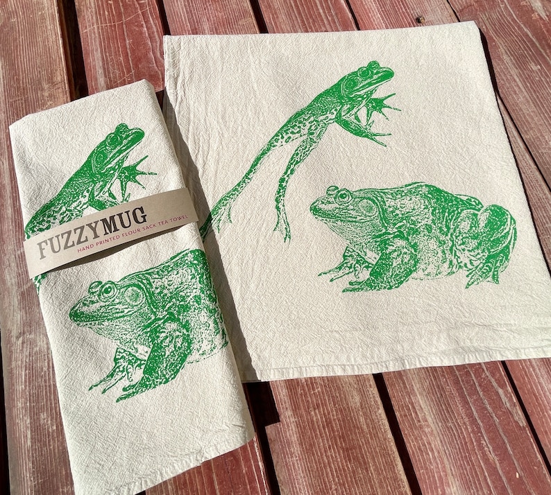 Cottagecore Frog Tea Towel, Screen Printed 100% Cotton, Toad Kitchen ...