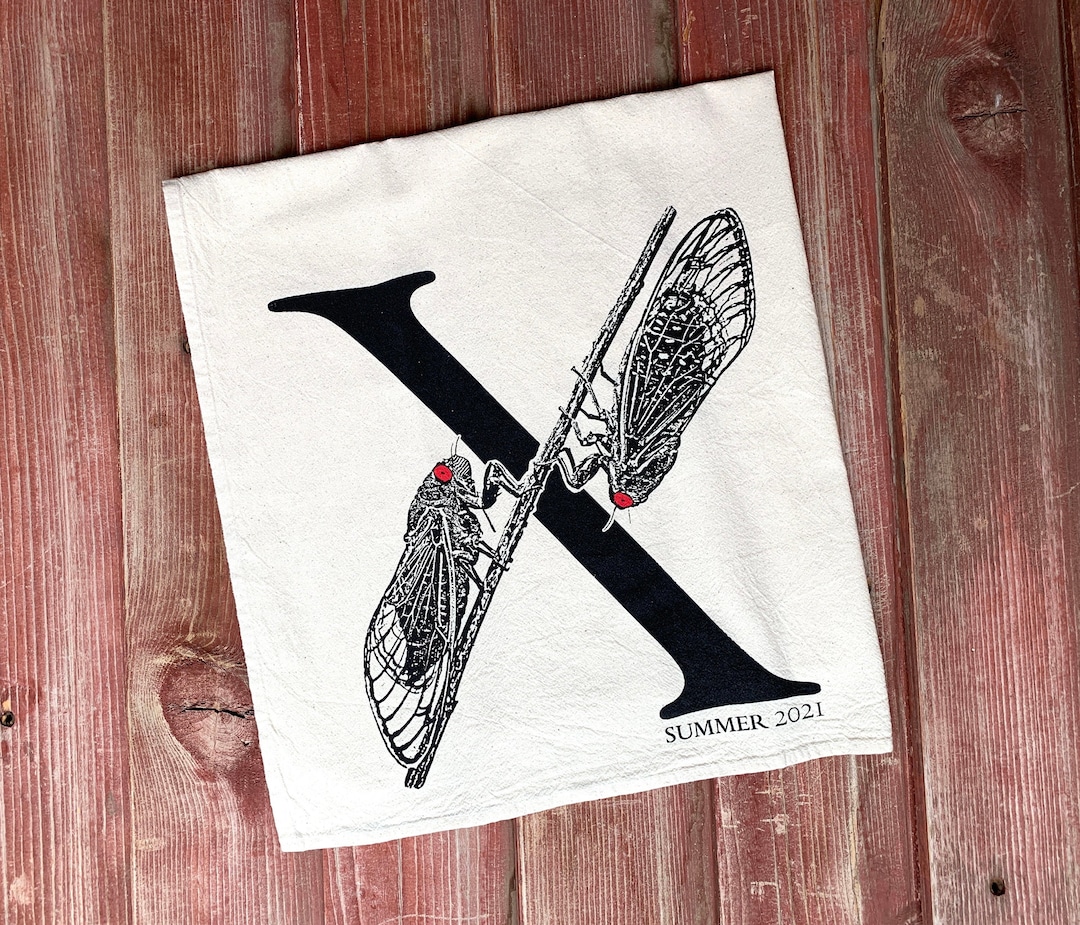 Cicada Tea Towel, Screenprinted Cotton Flour Sack - Etsy