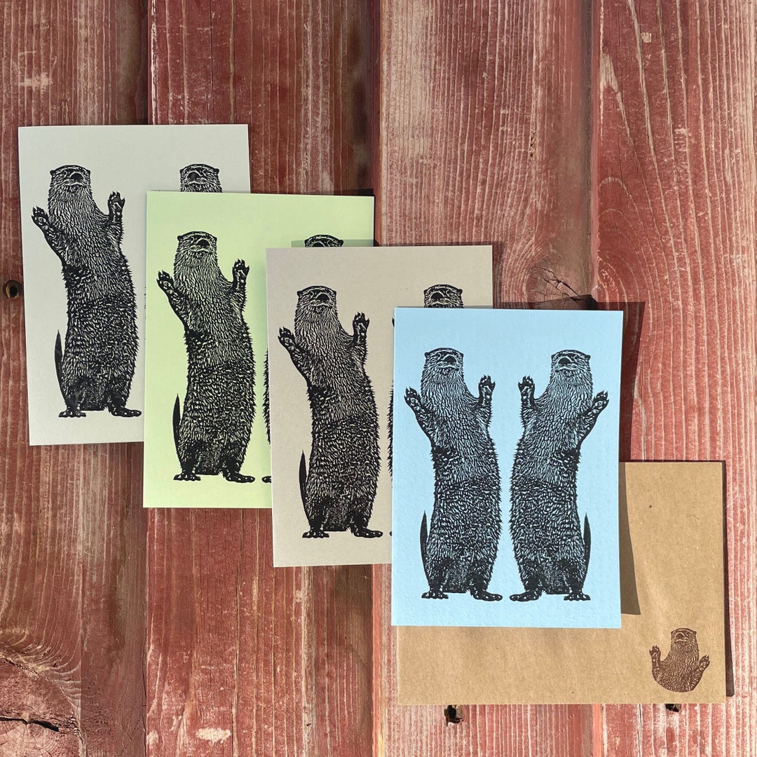 Dancing Otter Note Cards Otter Cards Set of 4 - Etsy