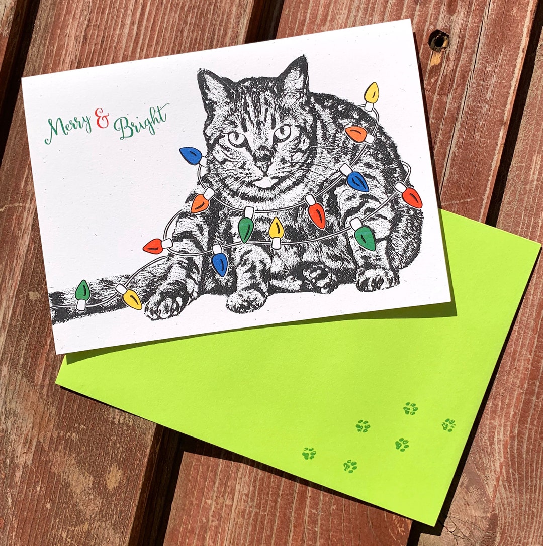 Christmas Cat Holiday Card, Single Card - Etsy