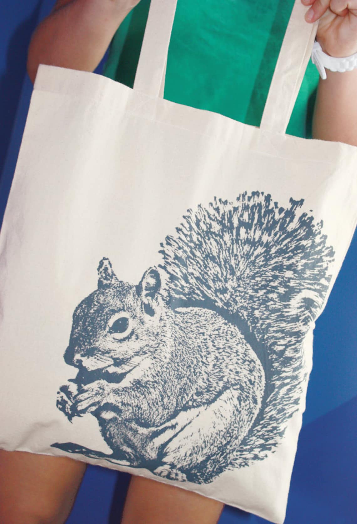 Squirrel Tote Bag in Gray Cotton Tote Bag Squirrel Tote - Etsy