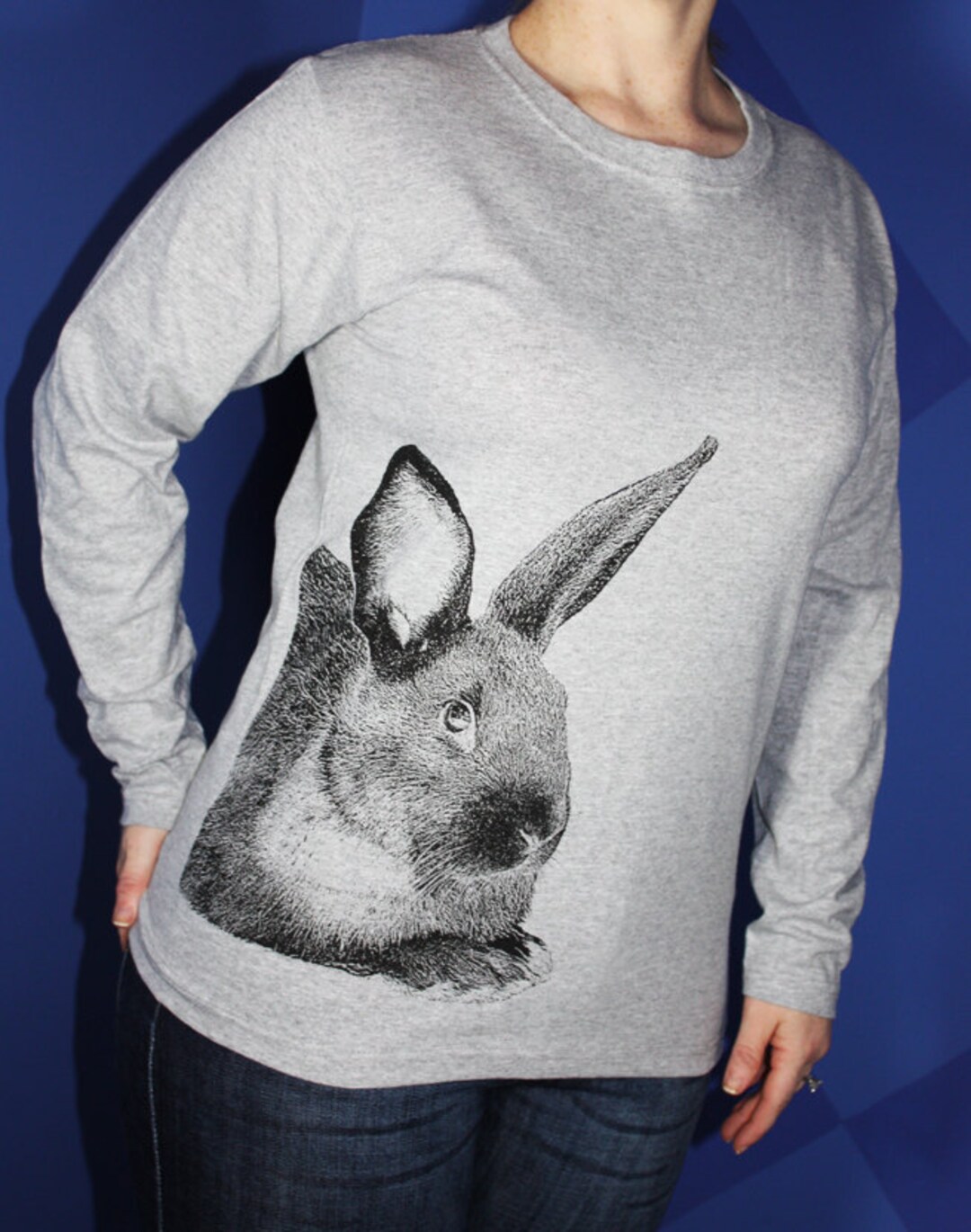 Black Rabbit Long Sleeve Tshirt, Women, Gift for Mom, Gift for Her - Etsy