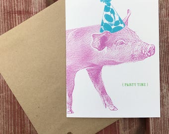 Mini Pig Birthday Card - Etsy