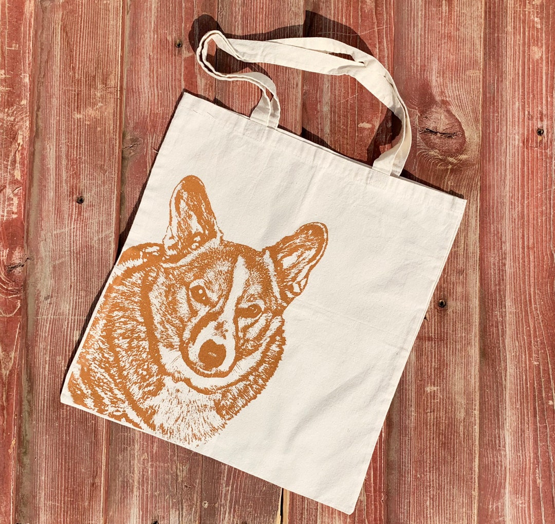 Corgi Tote Bag in Rust Corgi Bag Dog Tote Knitting Bag - Etsy