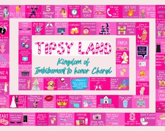 Tipsy Land Bachelorette Party DISCOUNTED LAMINATED BOARD Game Clean Out ...
