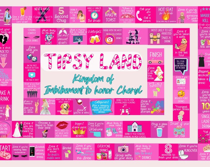 Tipsy Land Bachelorette Party DISCOUNTED LAMINATED BOARD Game Clean Out, Girls Night Out, Party ...