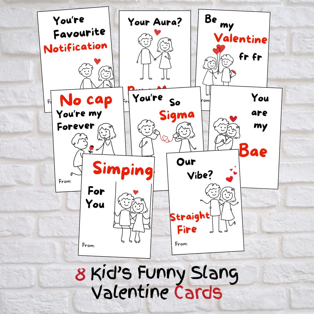 Funny Slang Valentine's Day Cards for Kids & Teens (digital Download ...