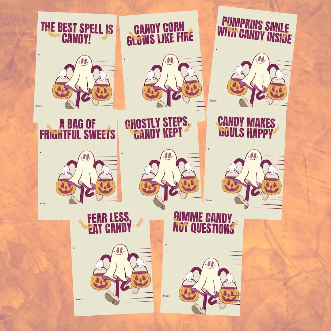 Printable Halloween Candy Cards | Funny Kids Classroom Exchange ...