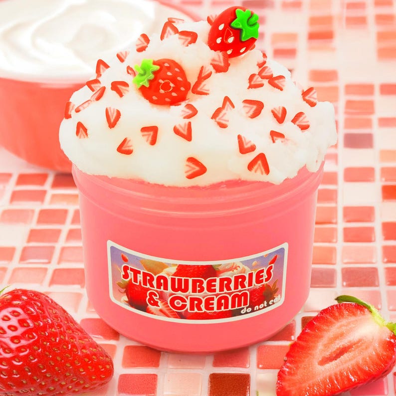 Strawberries & Cream Slime - Etsy