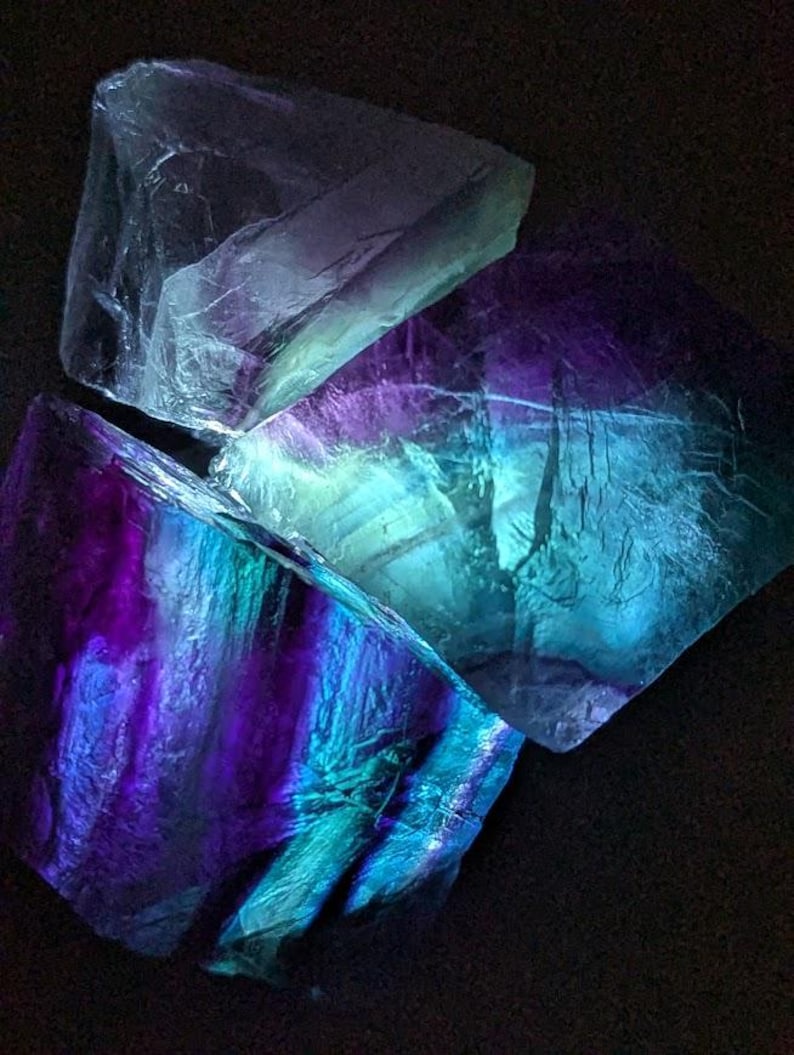 Fluorite Octahedron Natural Geometric Formation Crystals- Blue-green (4 ...
