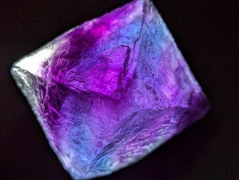 Fluorite Octahedron Natural Geometric Formation Crystals- Blue-green (4 ...