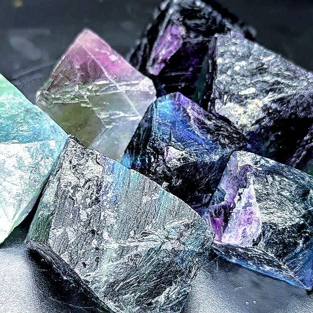Fluorite Octahedron Natural Geometric Formation Crystals- Blue-green (4 ...