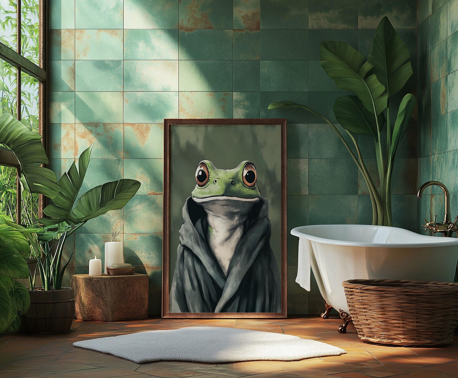 Frog Bath Robe Art: Vintage Bathroom Print (digital Download) - Etsy