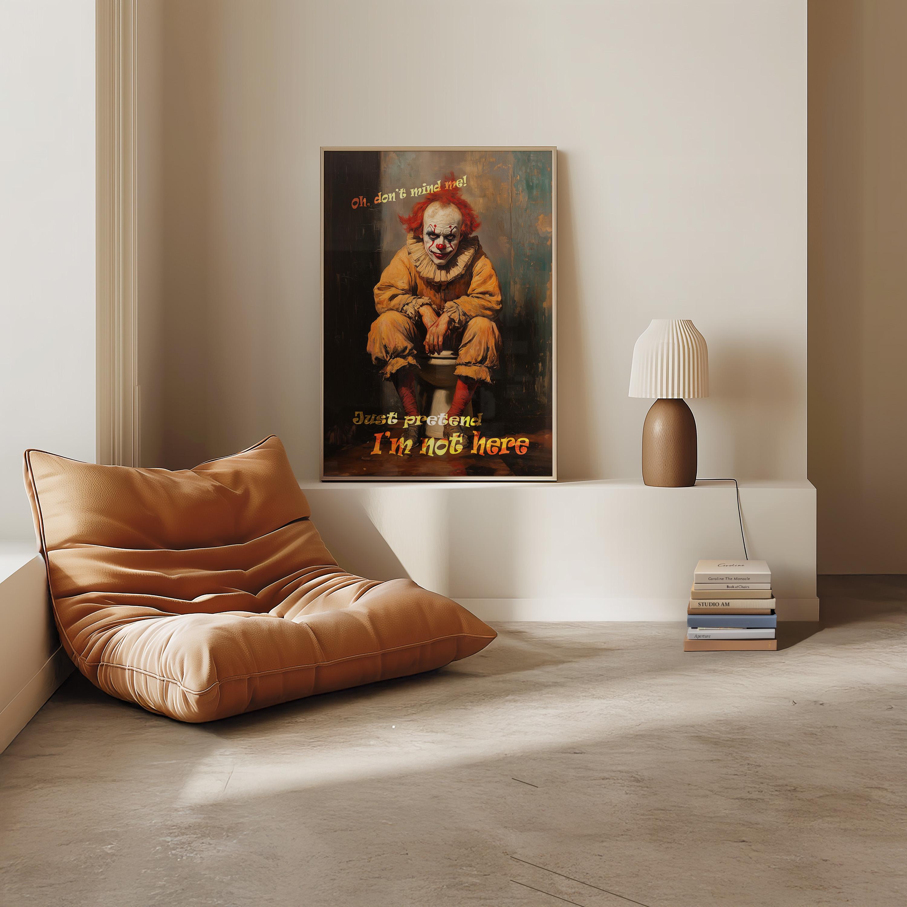 Funny Clown on Toilet Oil Painting - Bathroom Art (digital Download) - Etsy