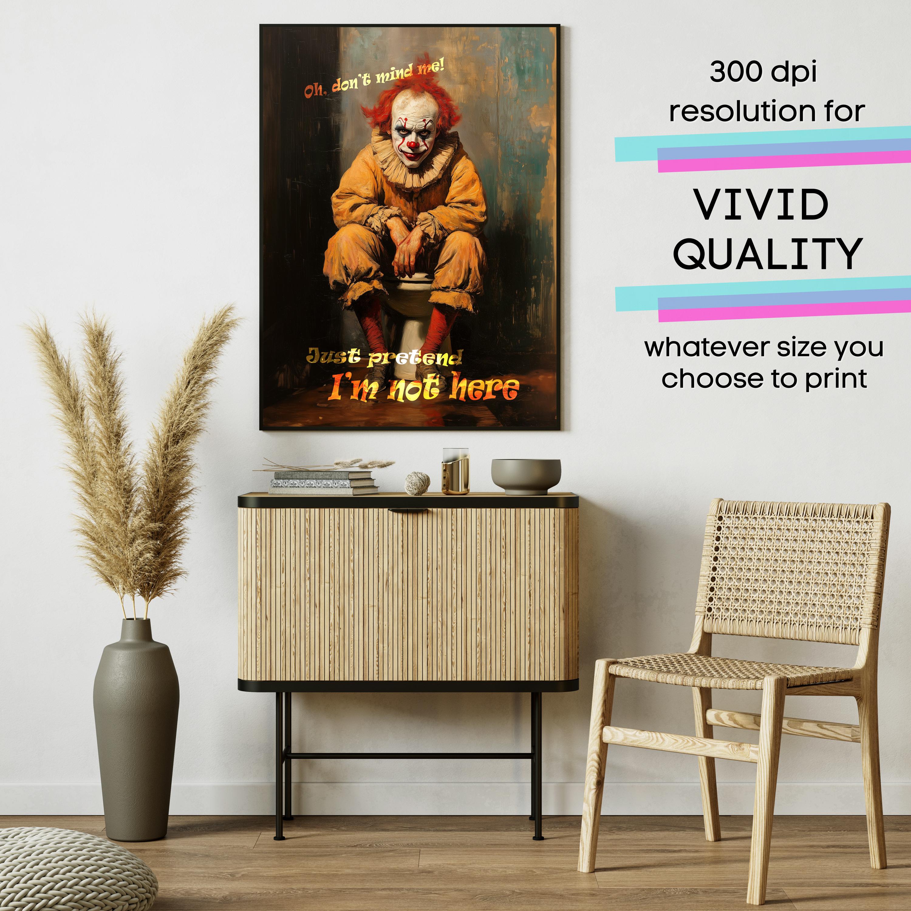Funny Clown on Toilet Oil Painting - Bathroom Art (digital Download) - Etsy