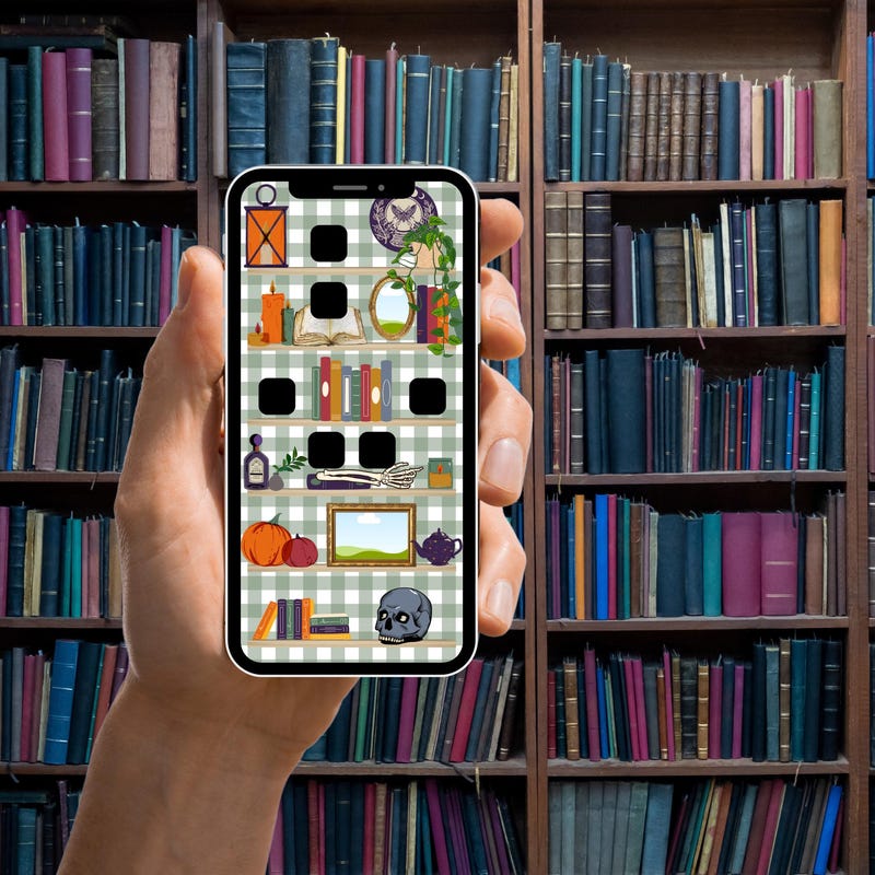Bookshelf Wallpaper - Etsy