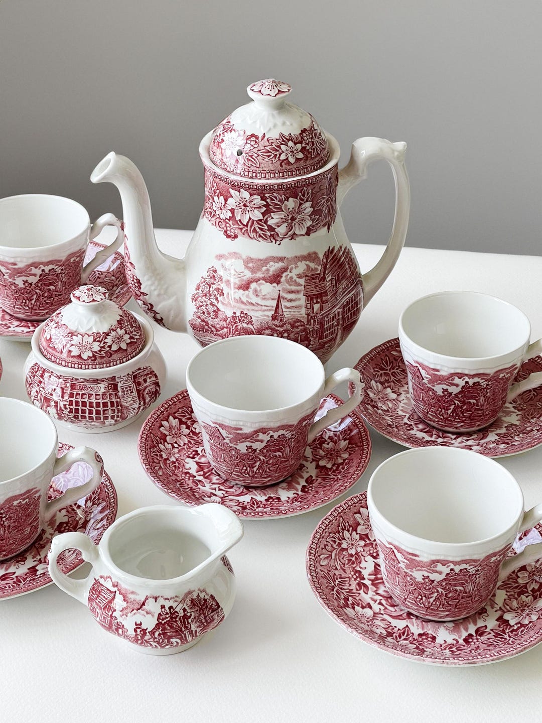 Vintage 1960s English Red Tea Set – Royal Tudor Ware Staffordshire ...