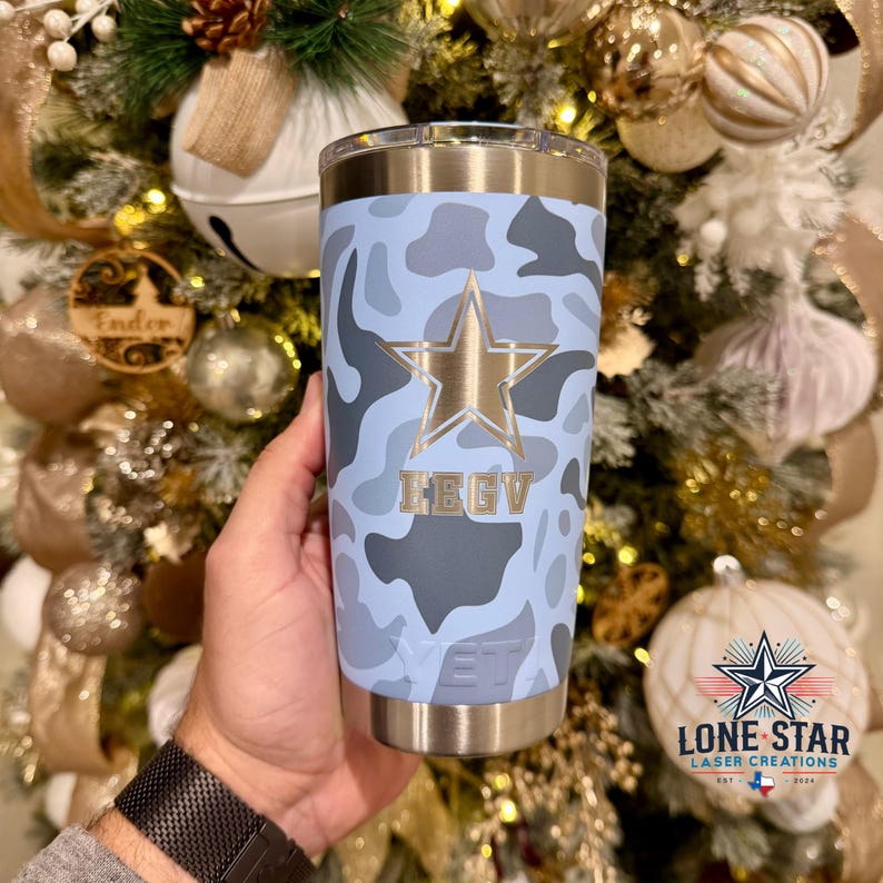 Personalized YETI Blue Camo Tumbler: Laser Engraved 20 Oz Tumbler - Etsy