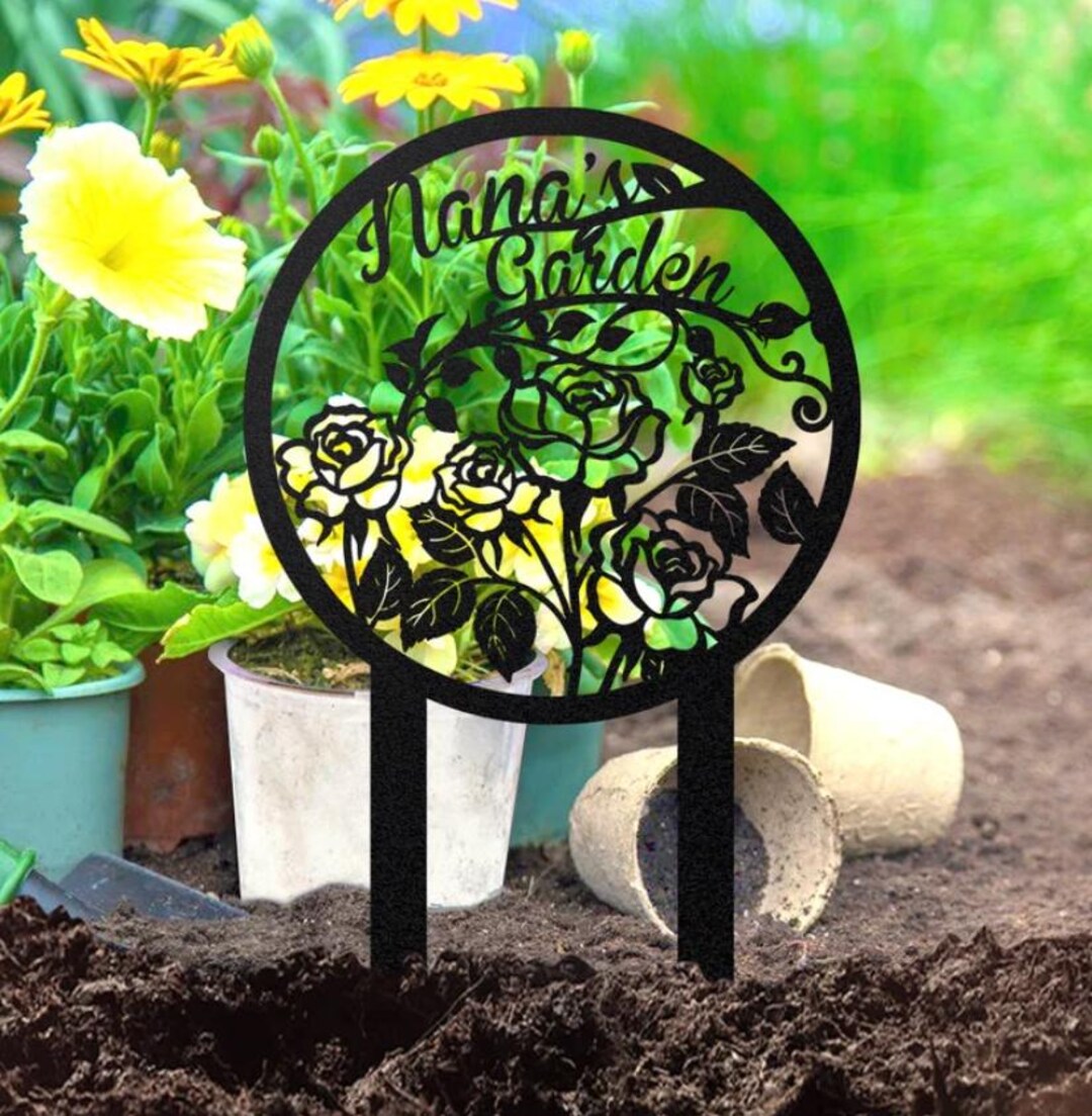 Custom Rose Metal Sign, Garden Flower Sign, Custom Garden Name Sign ...