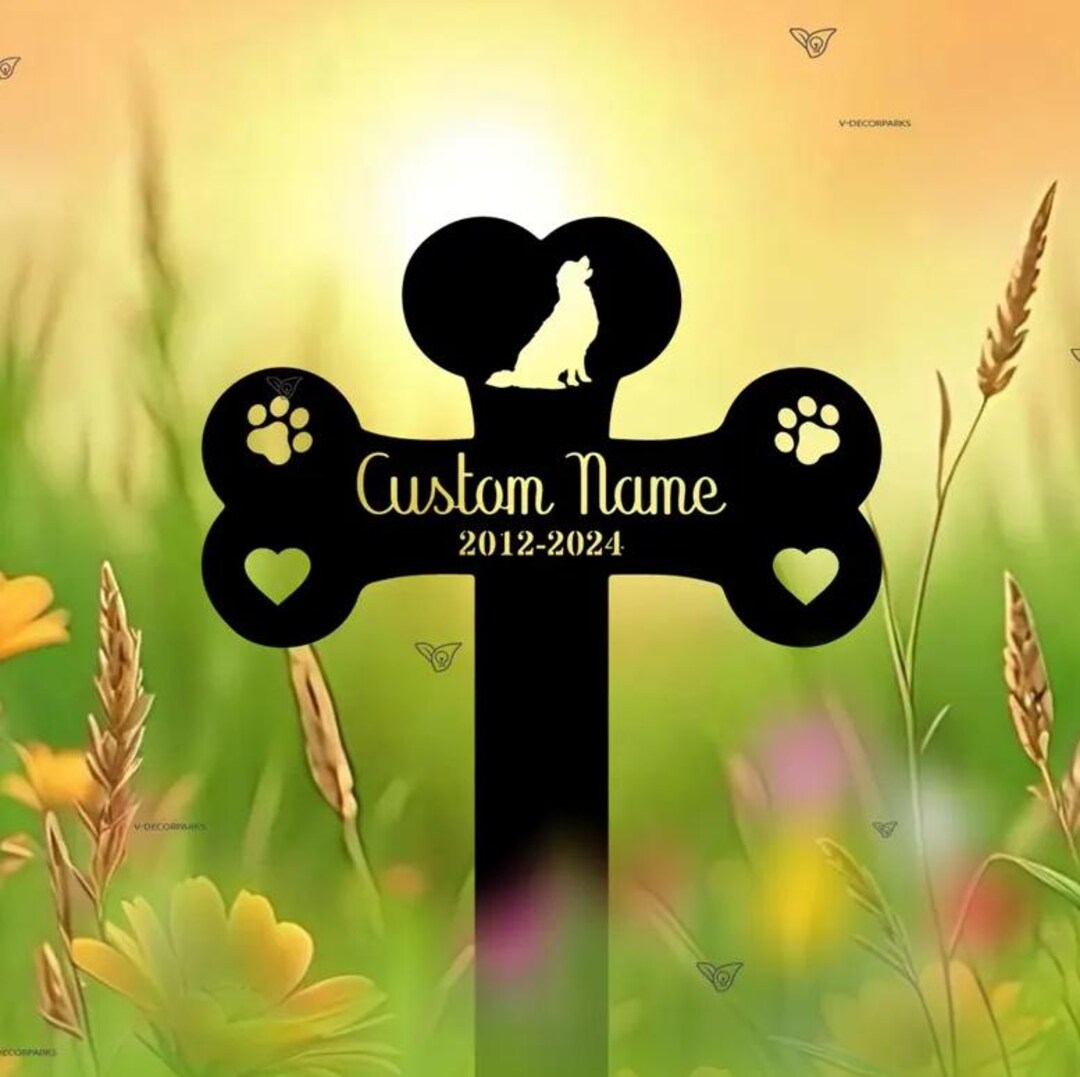 Custom Dog Memorial Sign Dog Grave Marker Stake, Dog Cross Sign Dog ...