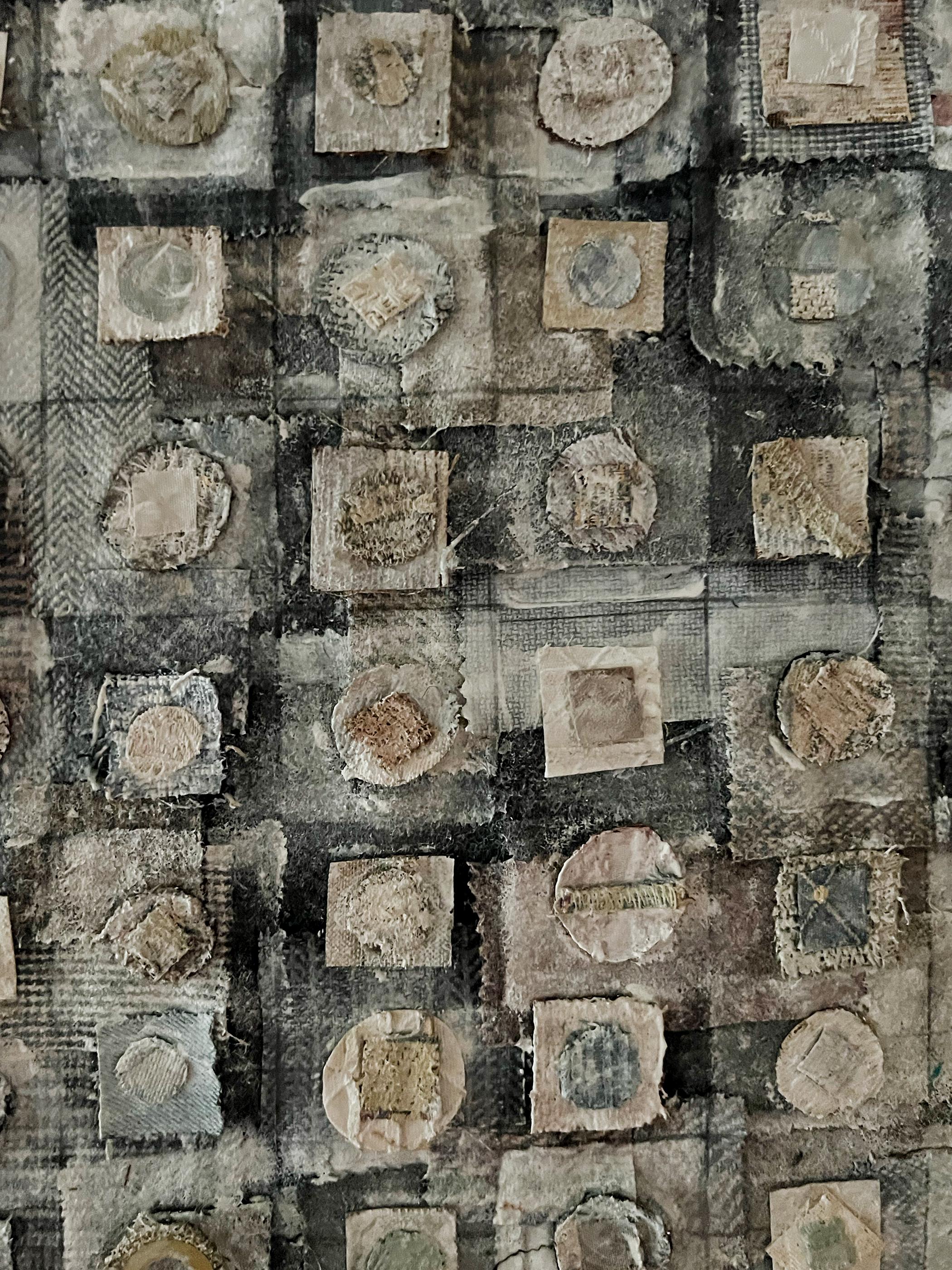 Original Modern Mixed Media Collage Fine Art Fabric Mosaic Haberdasher ...