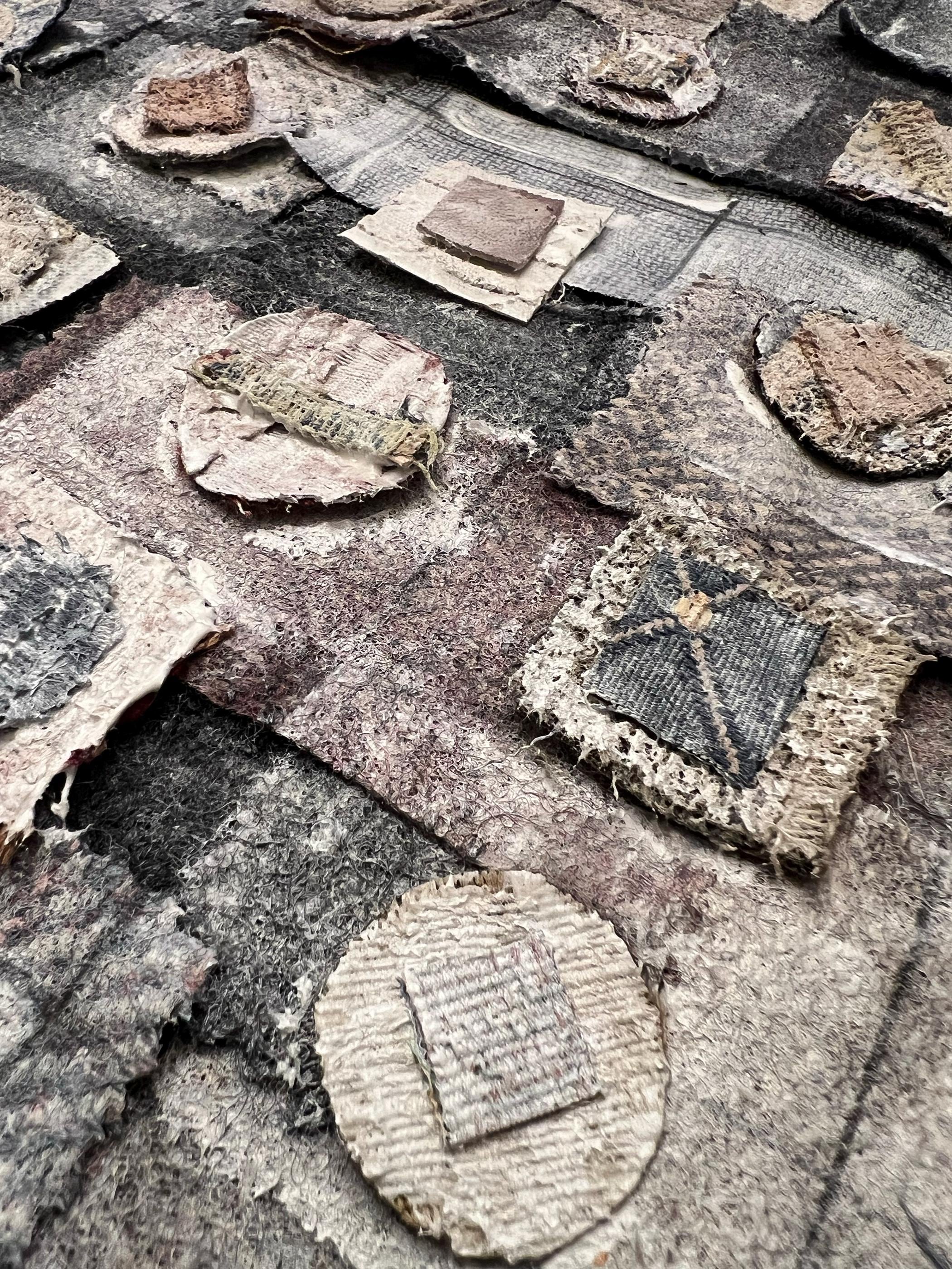 Original Modern Mixed Media Collage Fine Art Fabric Mosaic Haberdasher ...