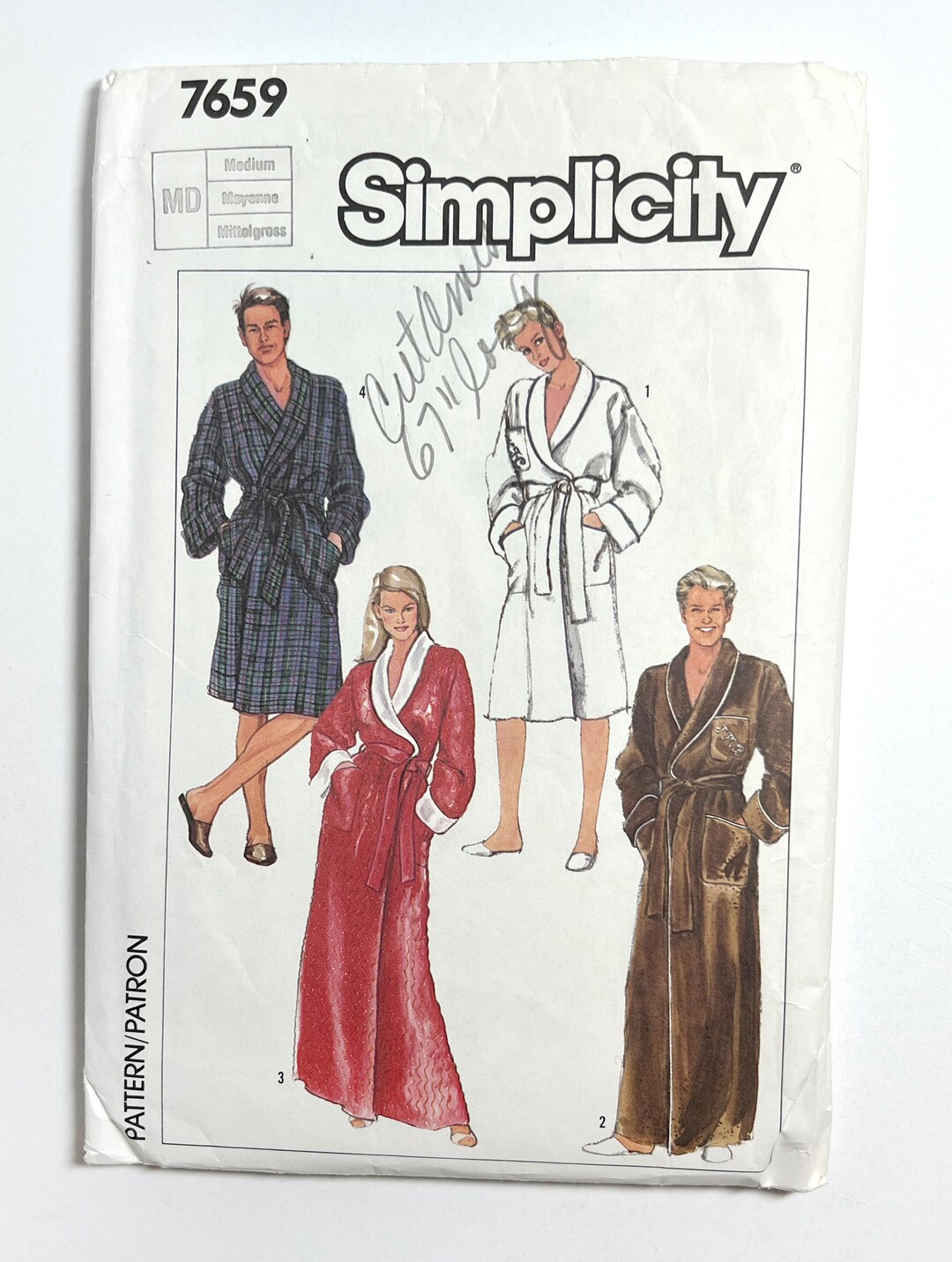 Mens and Misses Unisex Bathrobe Pattern Simplicity 7659 - Etsy