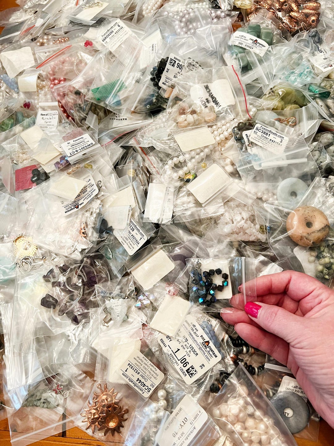Mixed Destash Jewelry Supplies Beads Findings Charms Gemstones Grab Bag ...