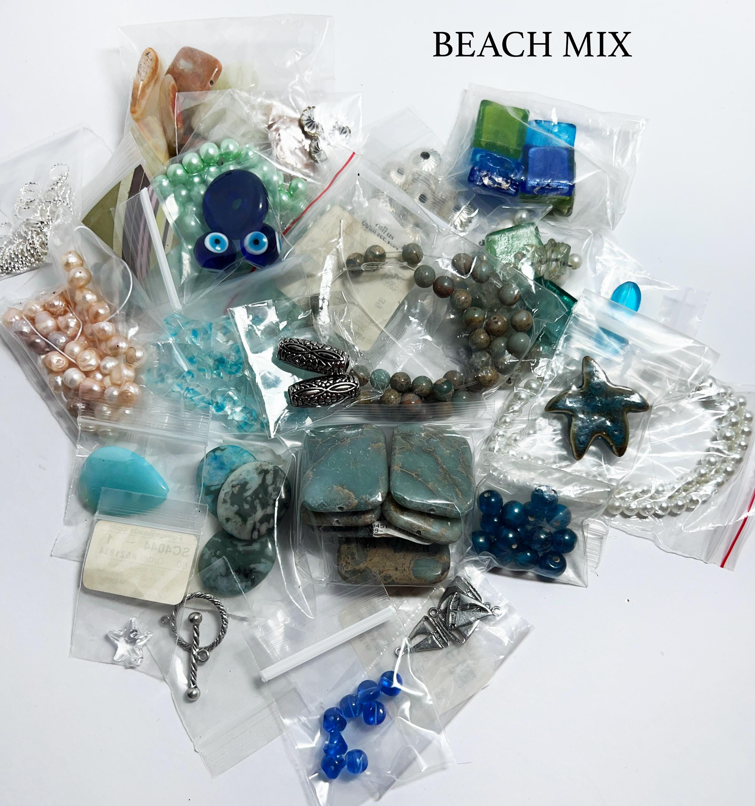 Mixed Destash Jewelry Supplies Beads Findings Charms Gemstones Grab Bag ...