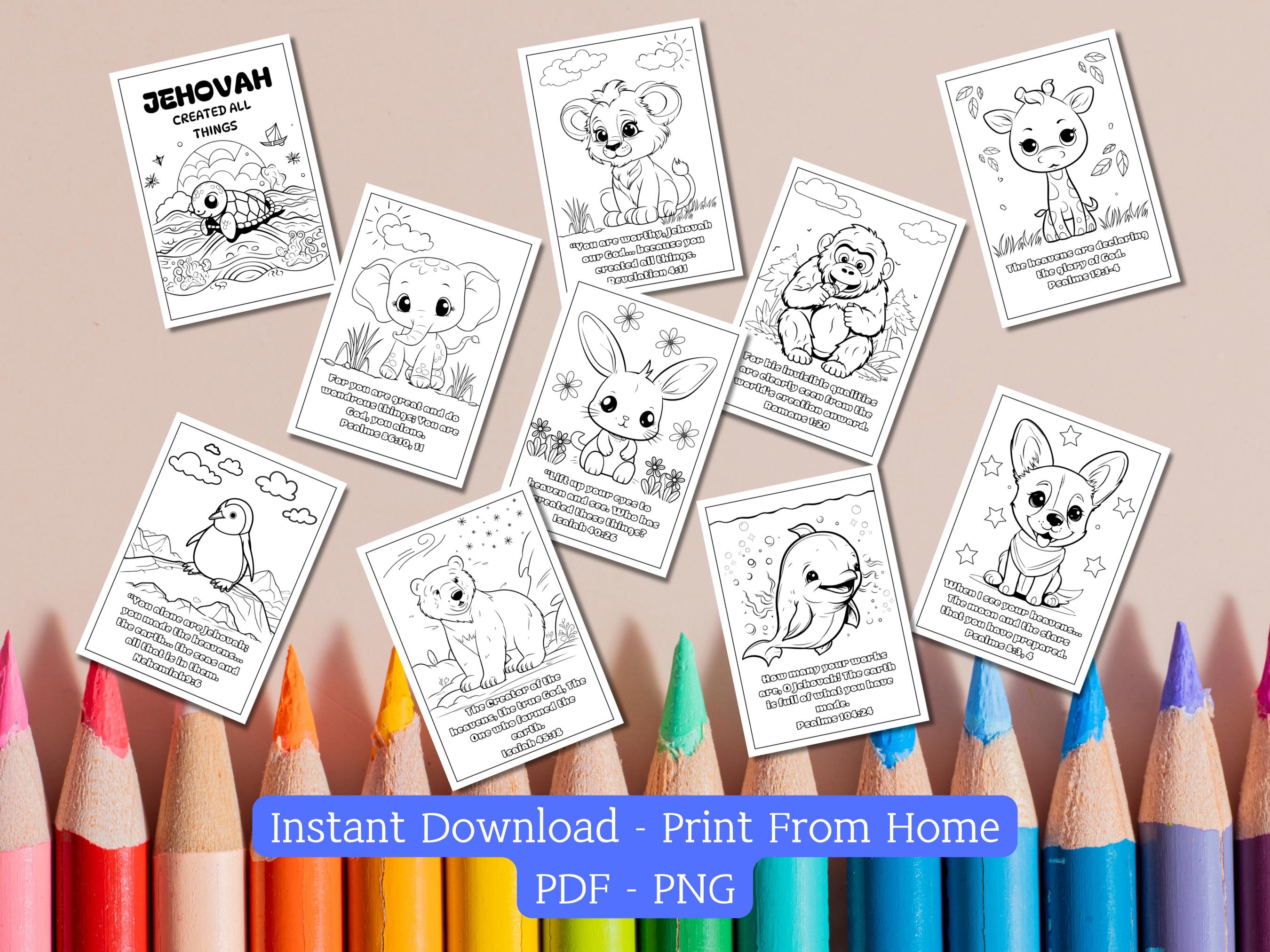JW Kids Coloring Pages, Jehovah Created All Things, Family Worship Idea ...