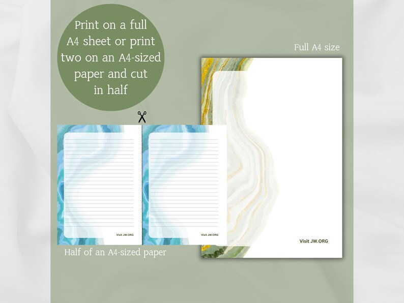 JW Letter Writing Paper Template, Geode Inspired Watercolour, Instant ...
