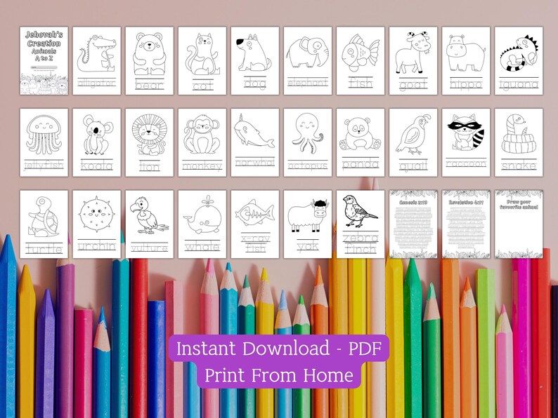 JW Kids Coloring Pages, Jehovah's Creation Animals A to Z, Family ...