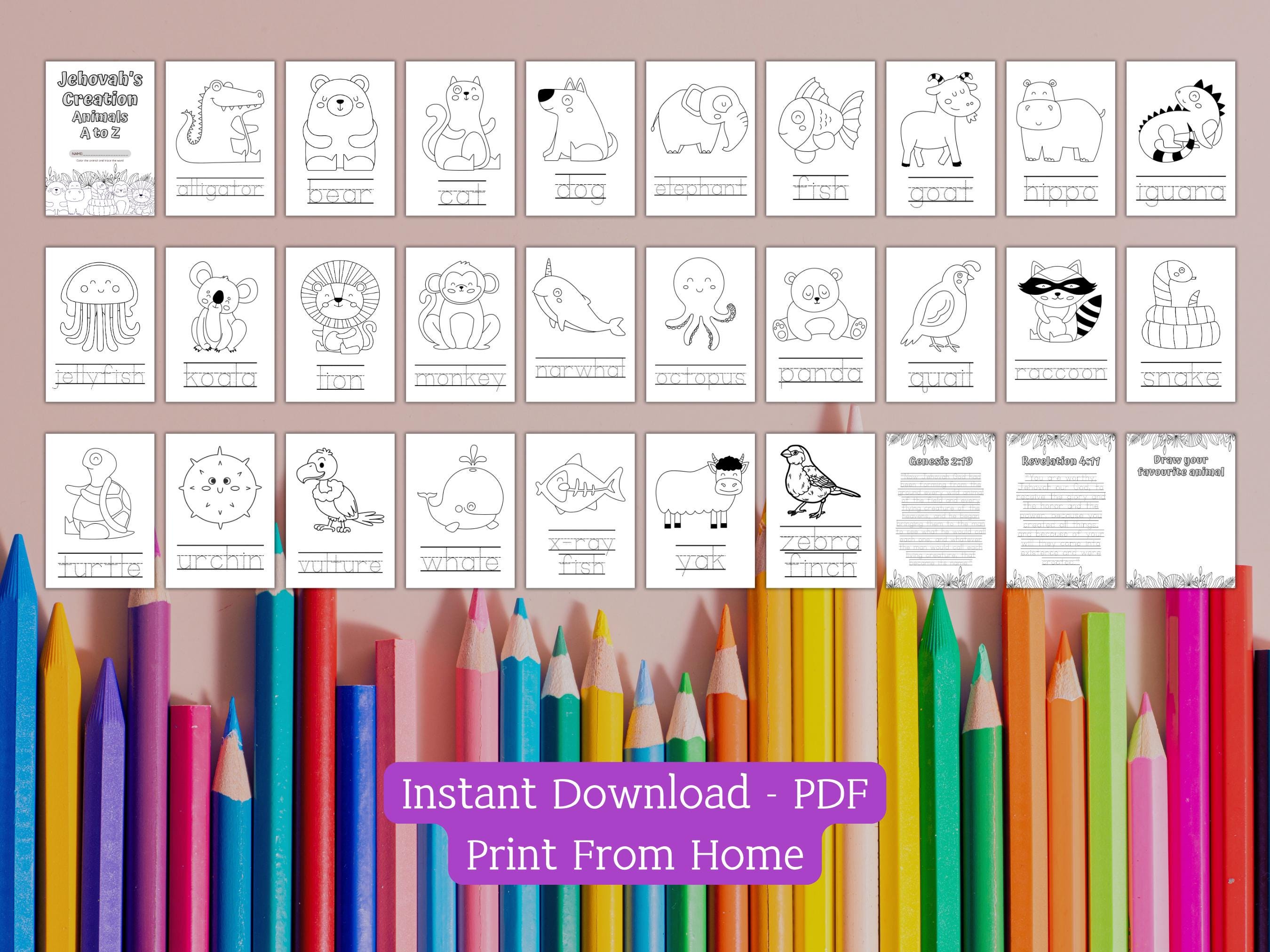 JW Kids Coloring Pages, Jehovah's Creation Animals A to Z, Family ...