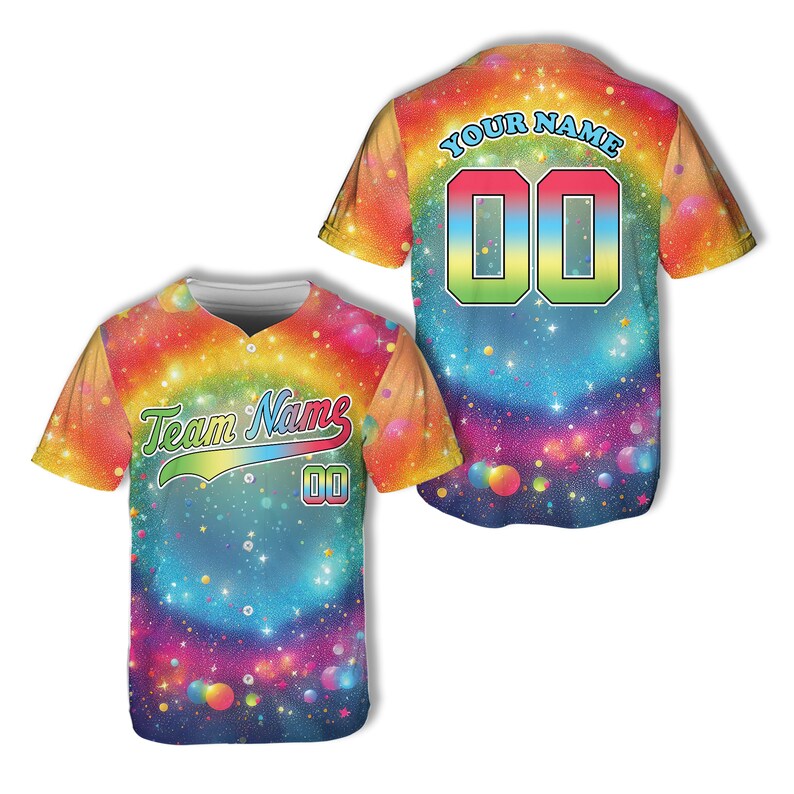 Personalized Sparkling Glitter Gradient Baseball Jersey Custom Baseball ...
