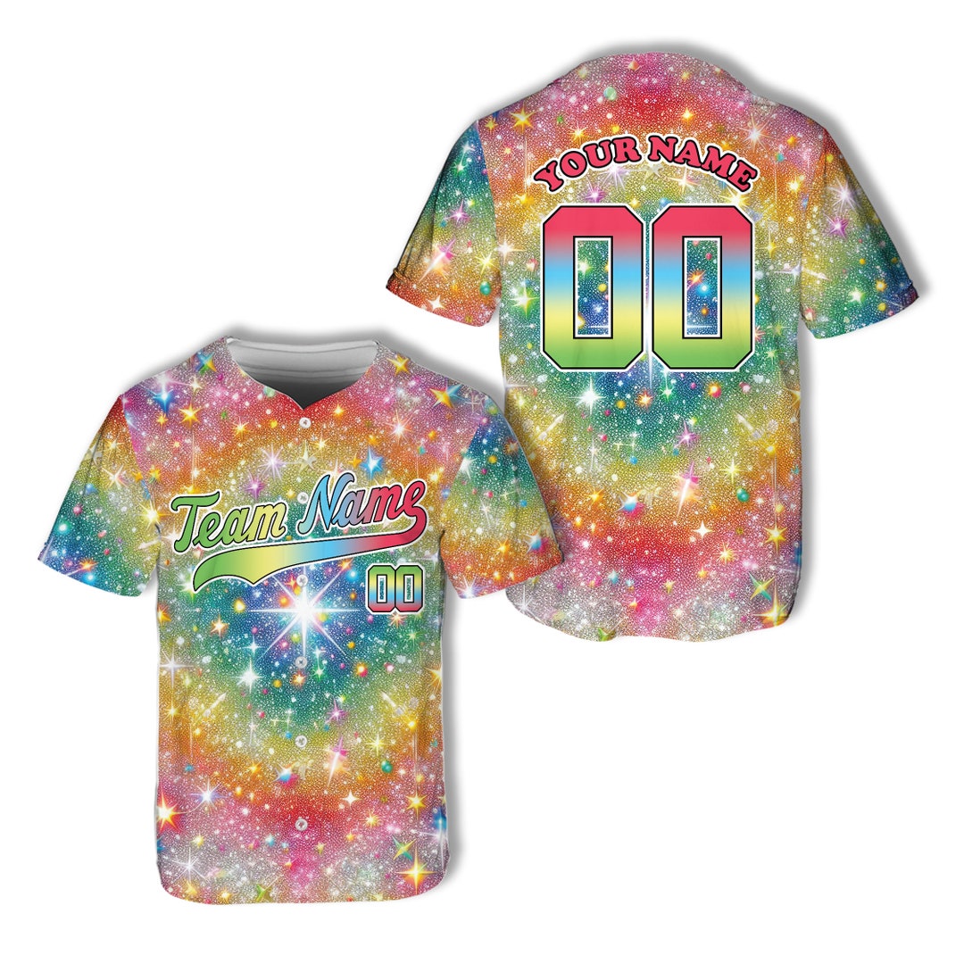 Personalized Sparkling Glitter Gradient Baseball Jersey Custom Baseball ...