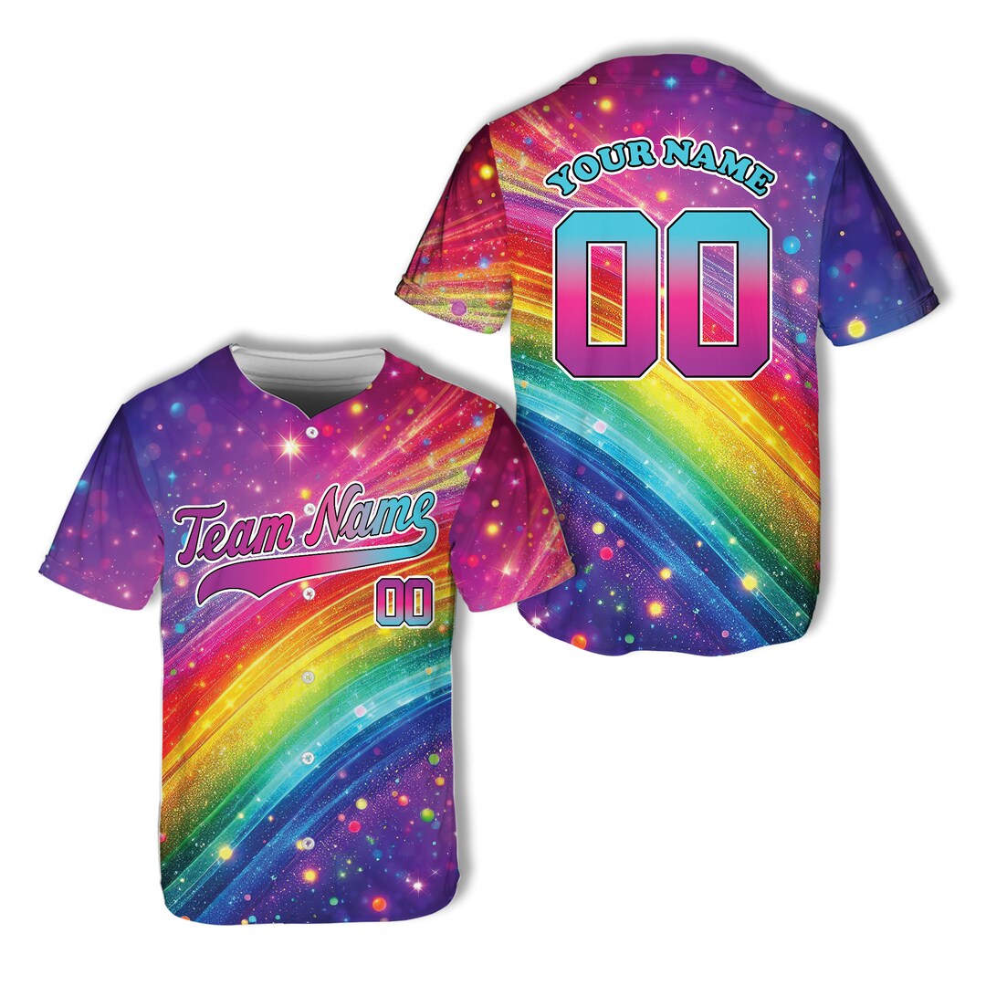 Personalized Sparkling Glitter Gradient Baseball Jersey Custom Baseball ...