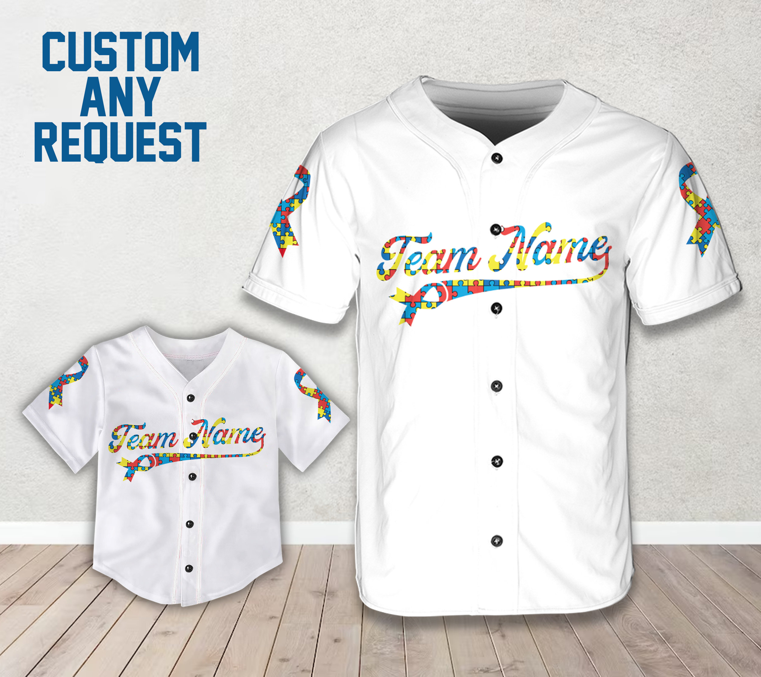 Personalize Autism Awareness Month Baseball Jersey Custom Autism ...