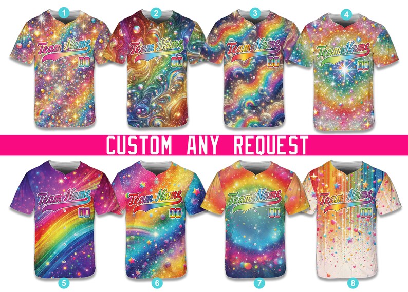 Personalized Sparkling Glitter Gradient Baseball Jersey Custom Baseball ...