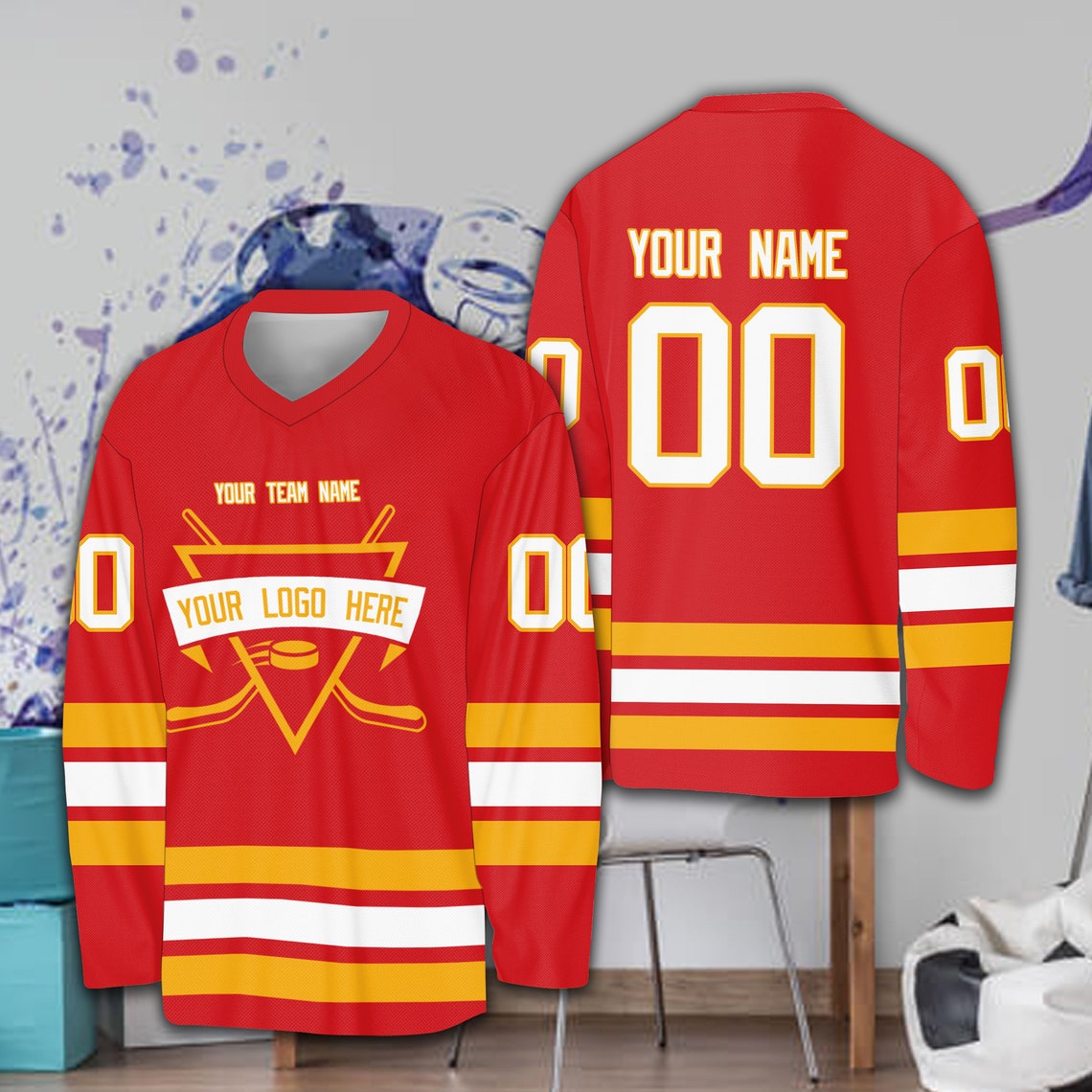 Custom Number Name Logo Ice Hockey Jersey Personalized Hockey Shirt ...