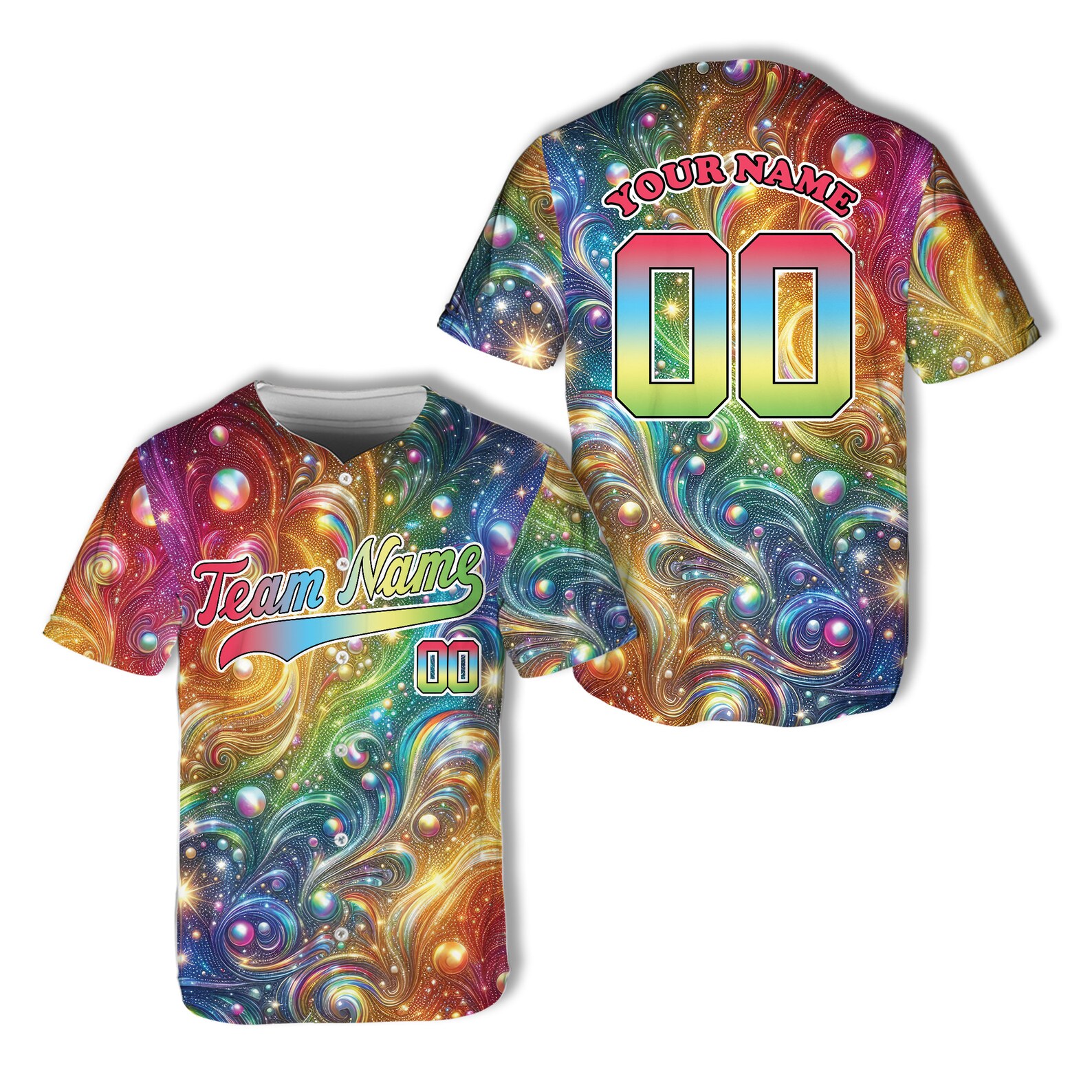 Personalized Sparkling Glitter Gradient Baseball Jersey Custom Baseball ...