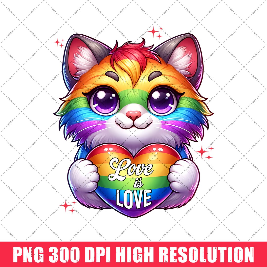 Cat Lgbt PNG for Sublimation Pride Month Instant Download Love is Love ...