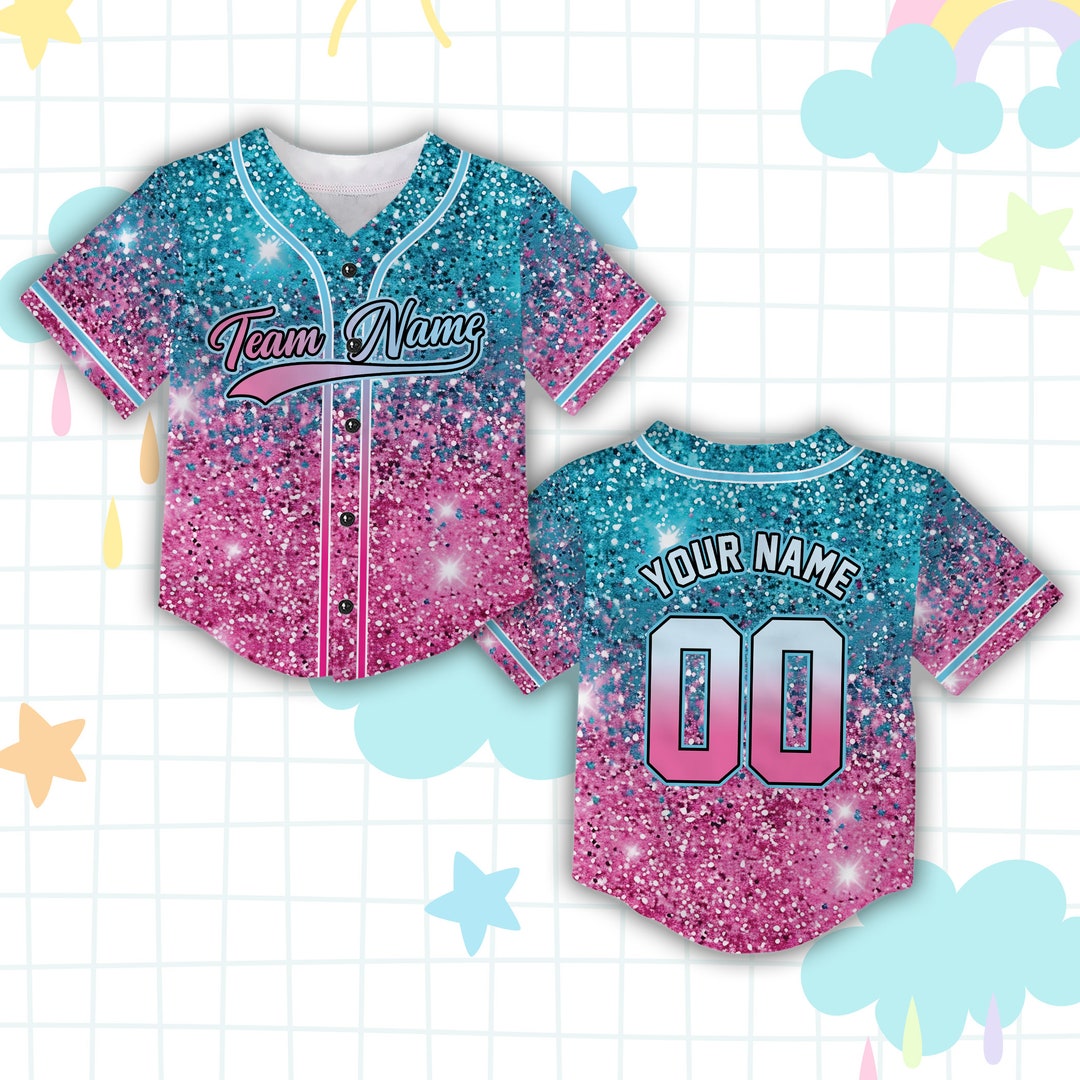 Custom Ombre Fraud Glitter Color Baseball Jersey Piping Line ...