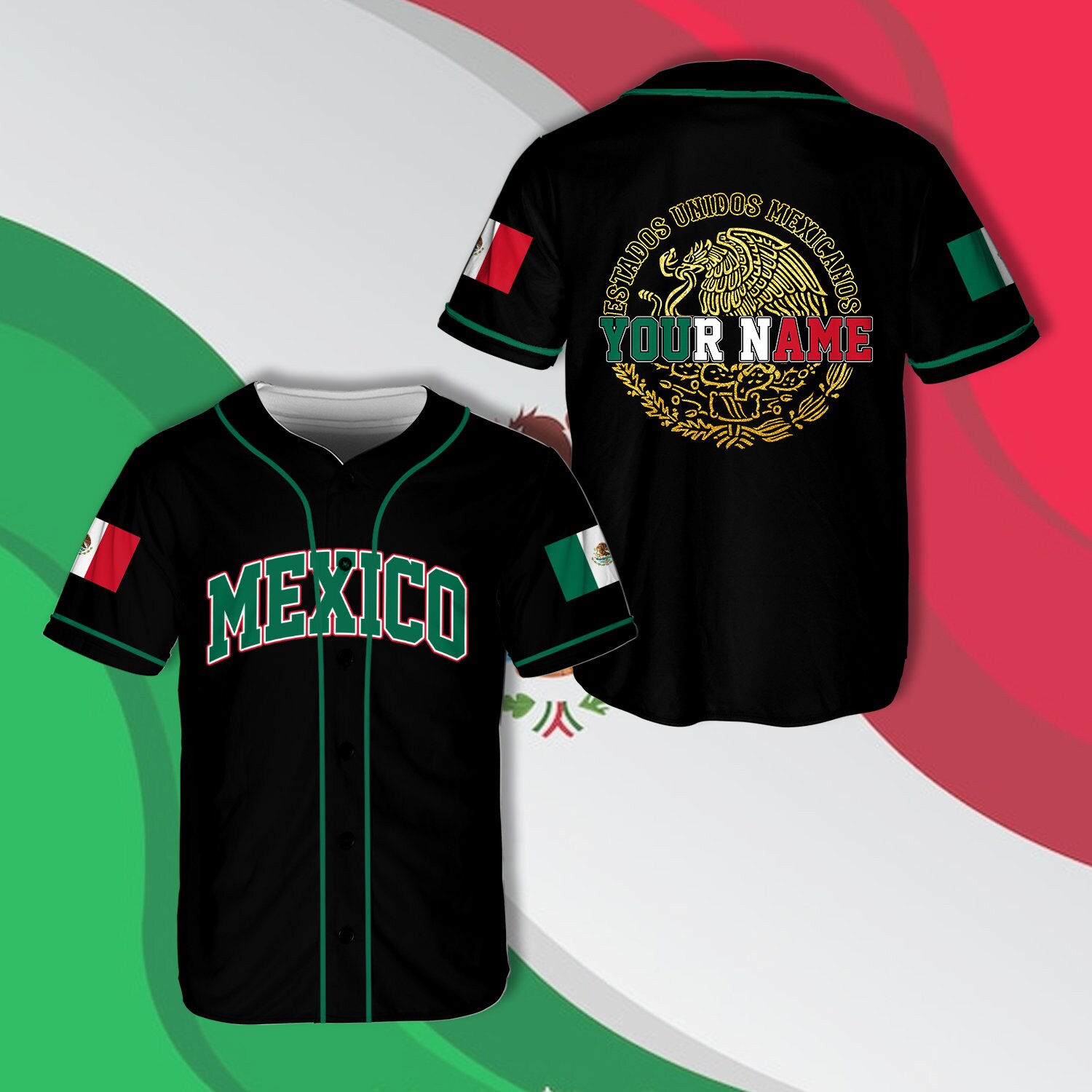 Personalization Mexico Baseball Jersey Custom Mexican Eagle Shirt ...