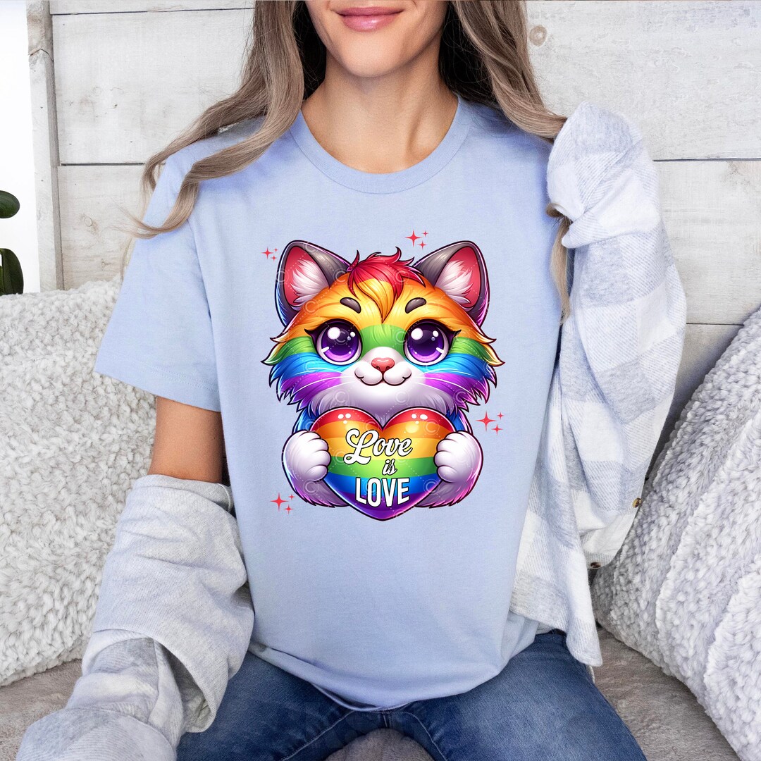 LGBT Cat Shirt, Love is Love Vintage T-shirt, Lgbt Shirt, Cat Lover ...